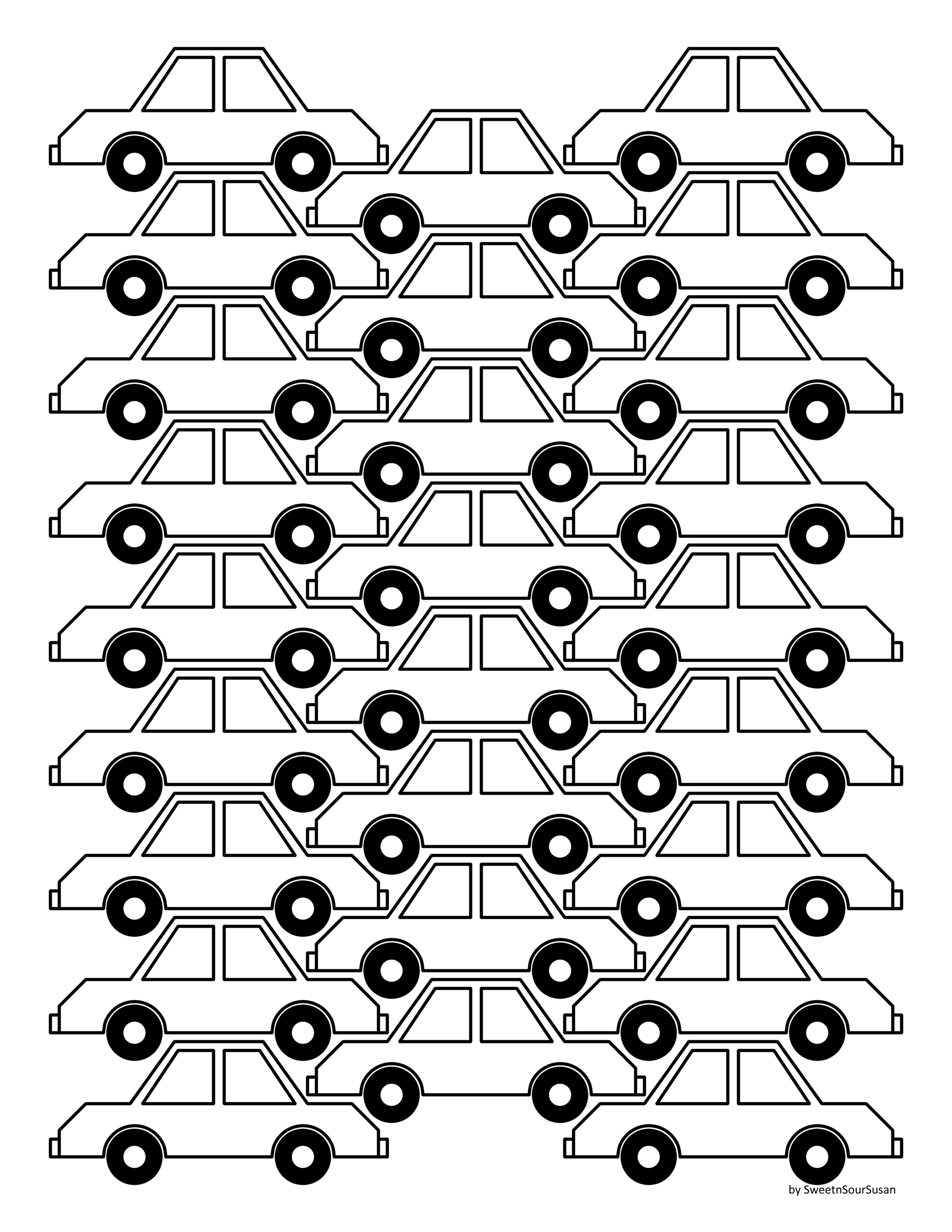 Car Traffic Jam Coloring Page – Sweet 'n Sour Susan